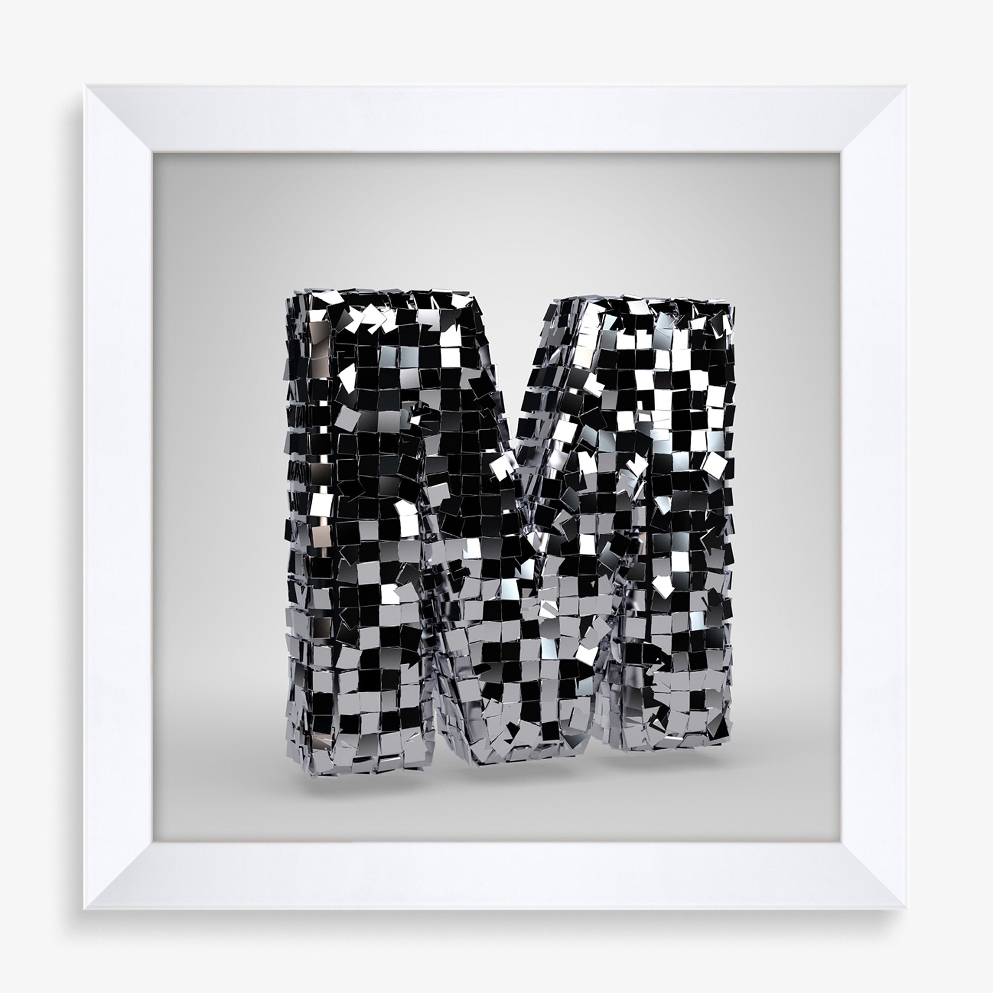 Disco Letter M - Large wall art featuring alphabet letter in disco ball ...